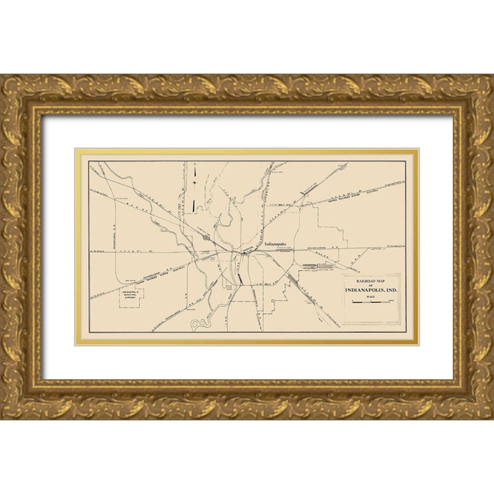 Monon Railway 18x12 Gold Ornate Wood Framed with Double Matting Museum ...