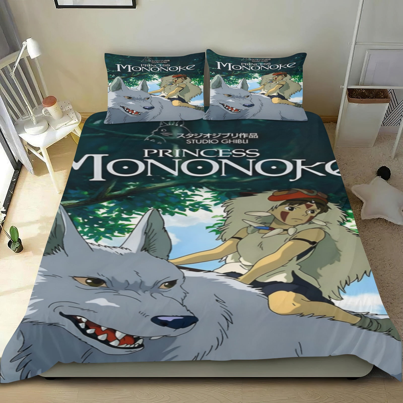 Mononoke hime thin bedding set has One duvet cover and two pillowcases ...