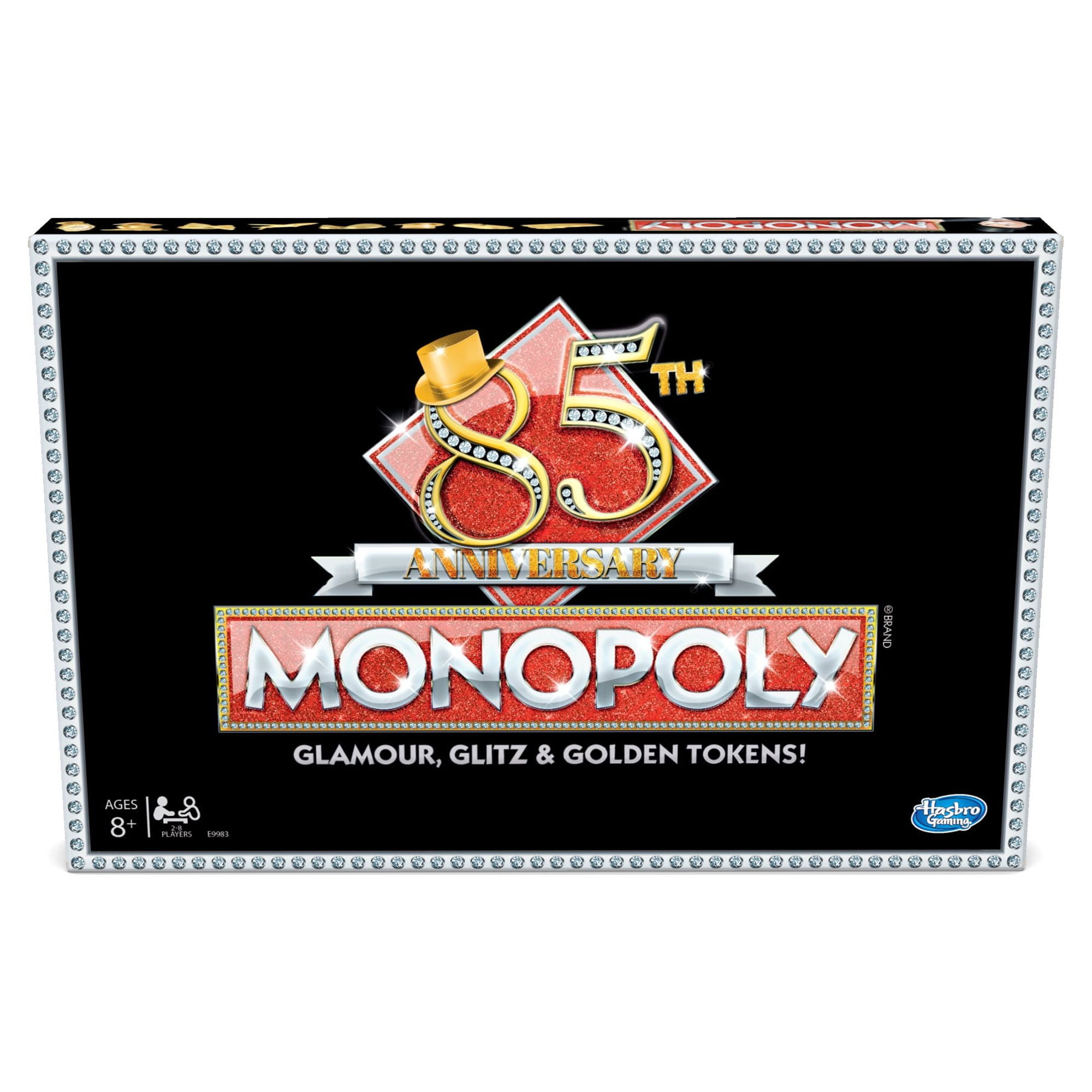 Monopoly 85Th anniversary Game, includes 8 Golden tokens - Walmart.com