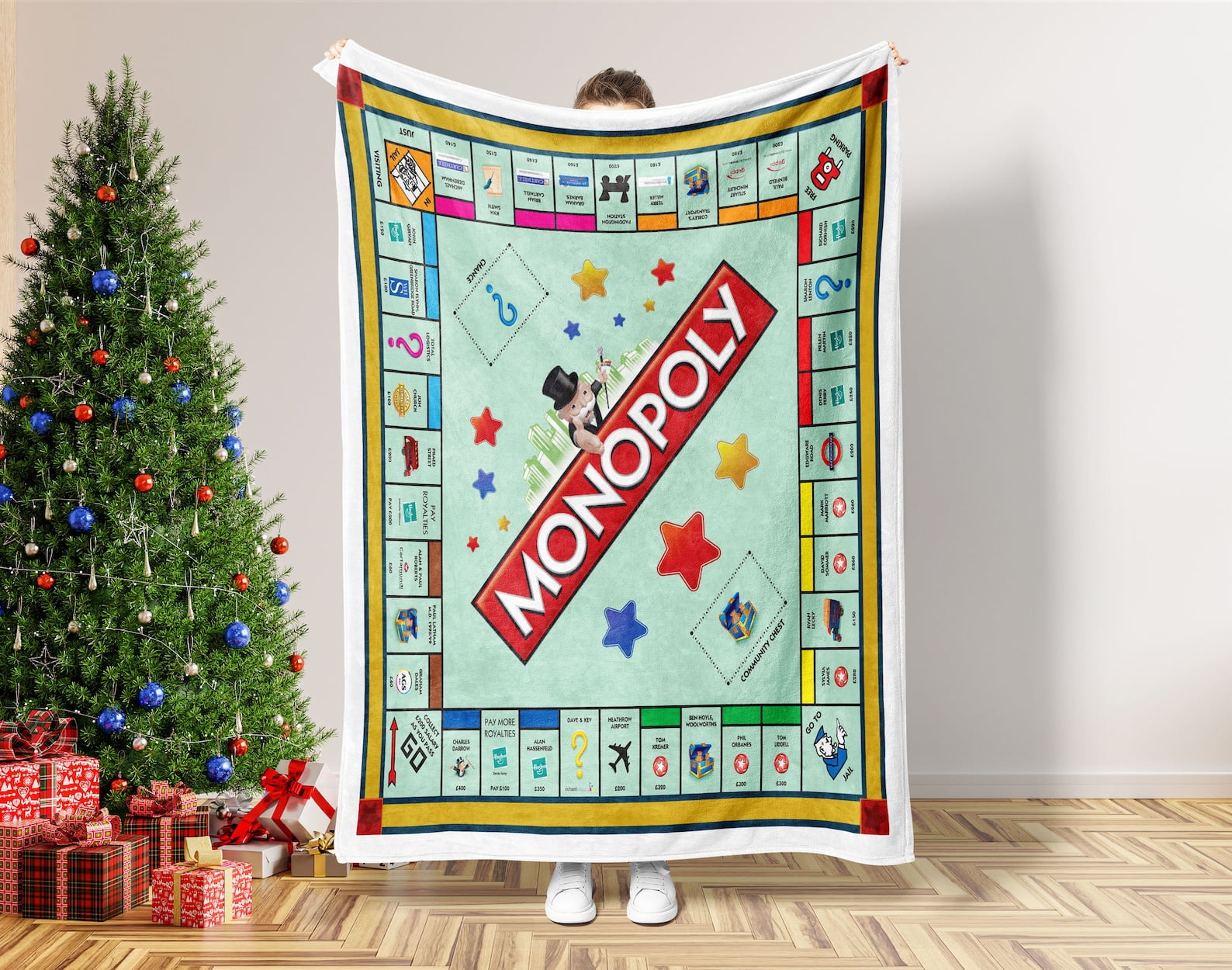 Monopoly Blanket, Board Game Fleece Sherpa Blanket, Mr. Monopoly ...