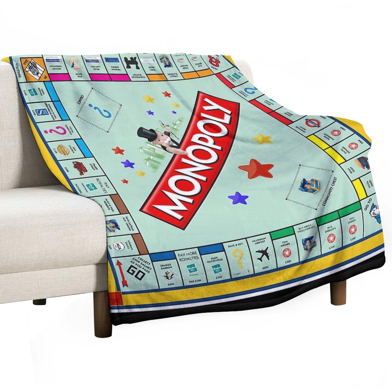 Monopoly Board Game Print Blanket Warm Throw Blanket Soft Flannel ...