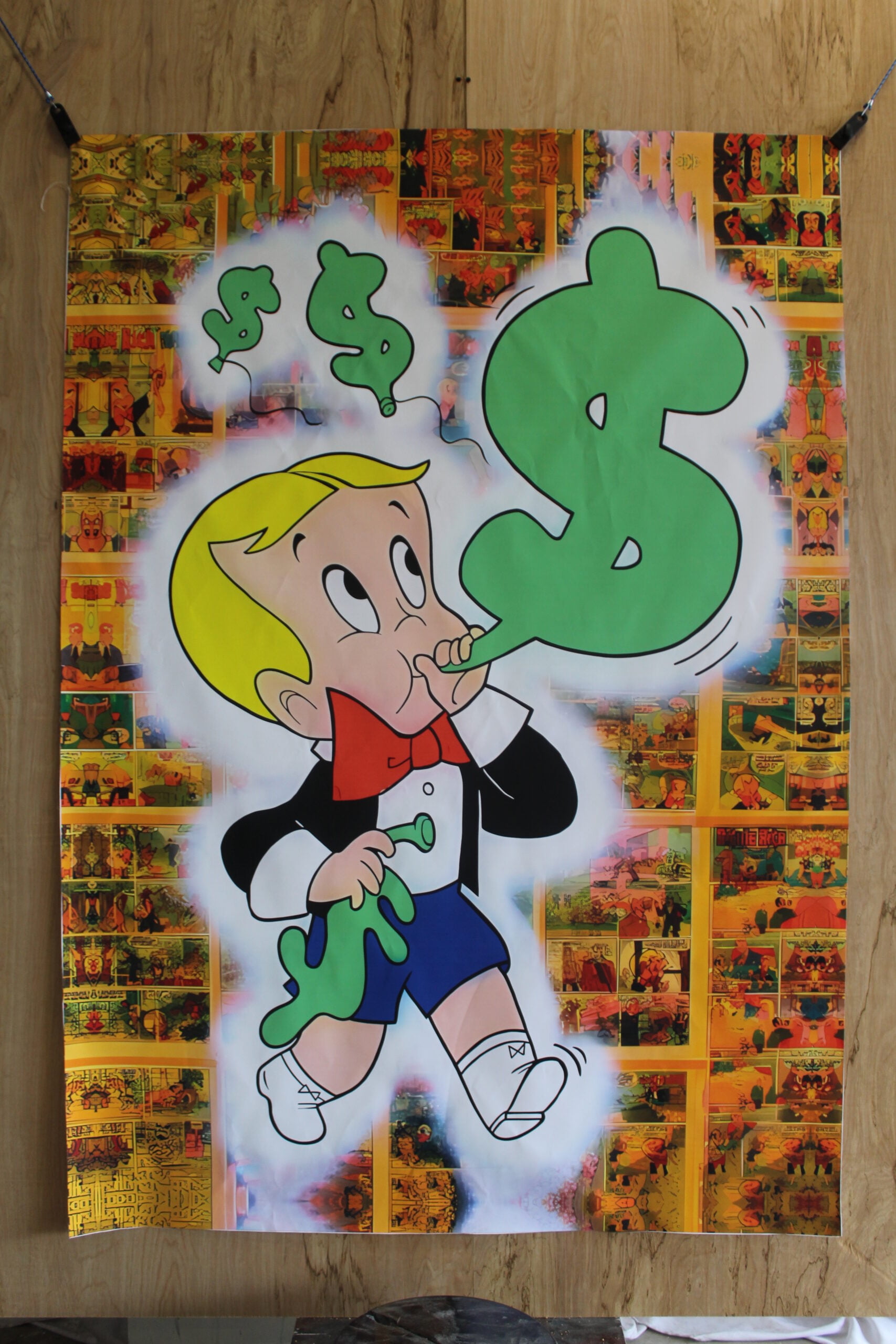 Monopoly Boy, Richie Rich, Blowing Dollar Signs Unframed Rolled Canvas ...