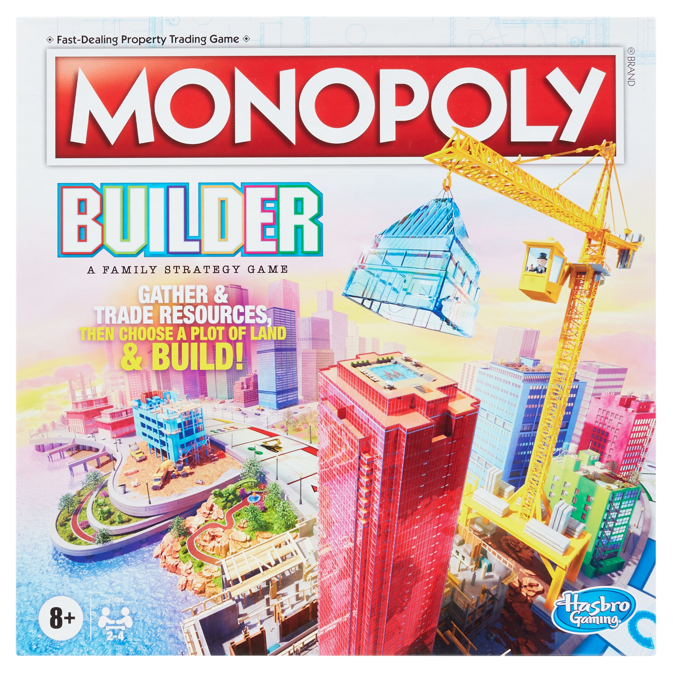 Monopoly Builder Strategy Board Game with Travel, for Kids and Adults ...