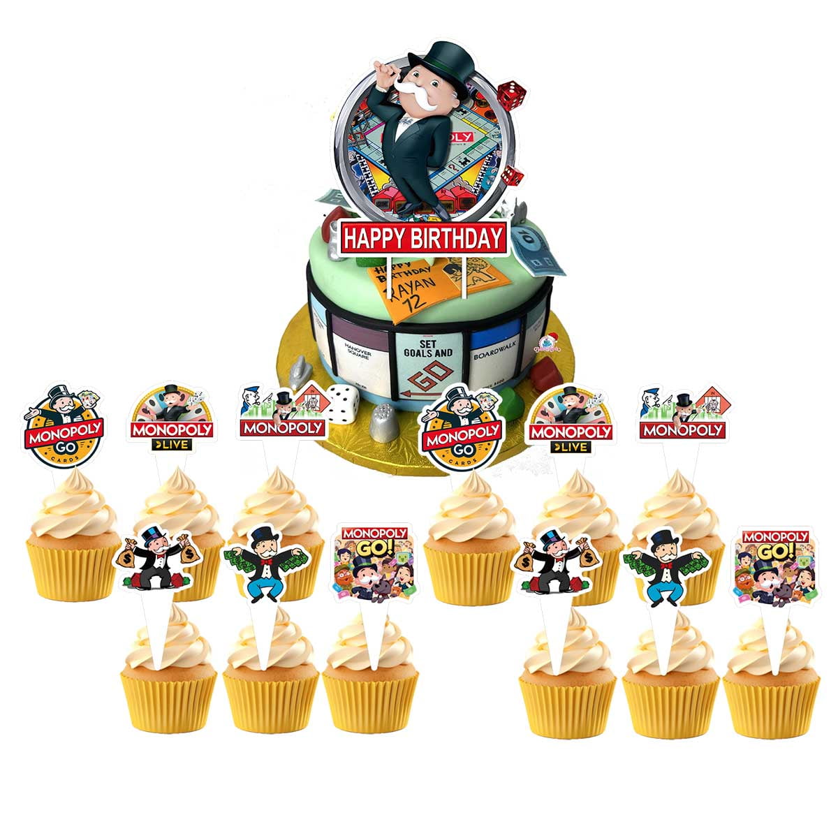 Monopoly Cake Topper CupcakeS Set Birthday Party Supplies Decoration ...