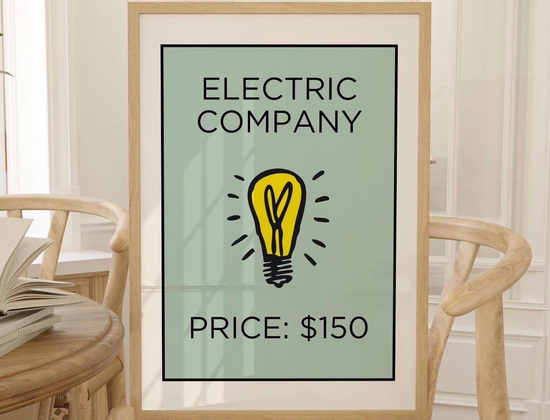 Monopoly Electric Company Poster, Game Room, Gallery Wall, Home And ...