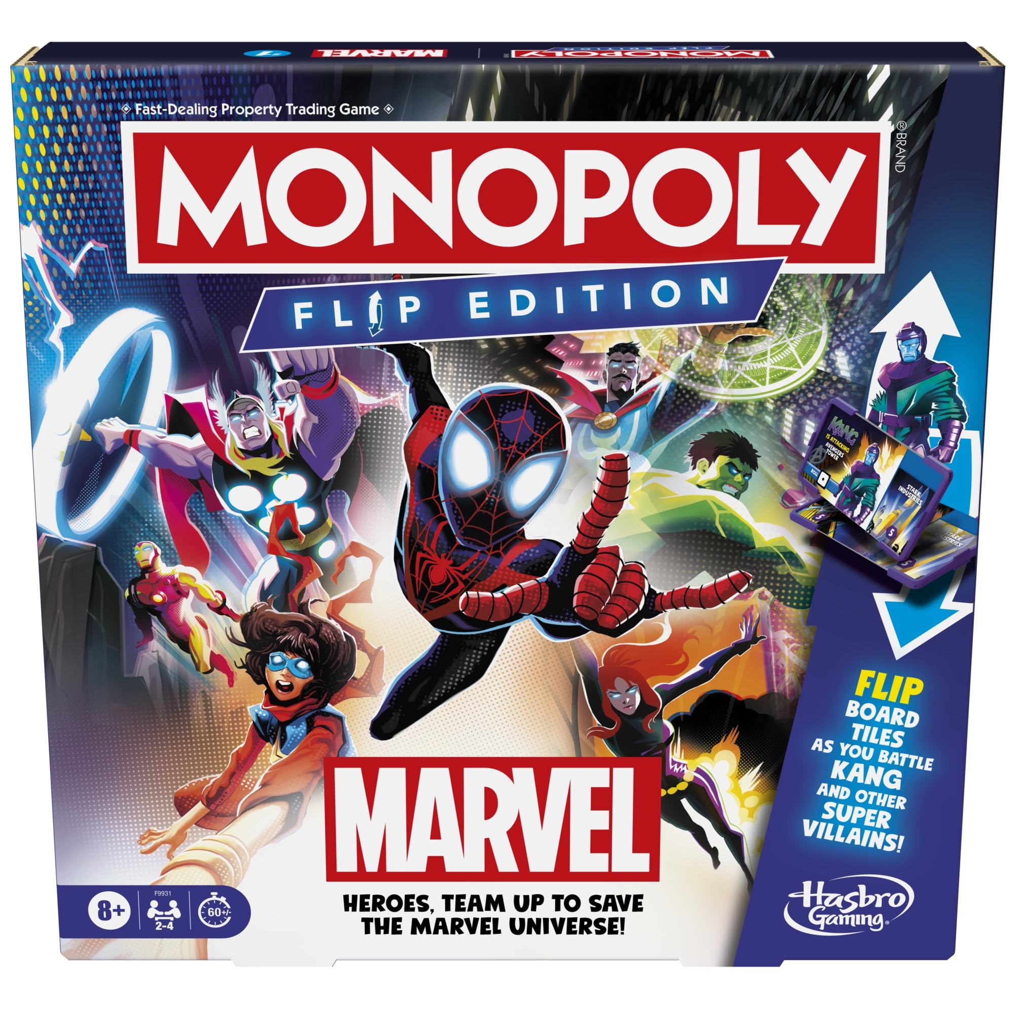 Monopoly Flip Edition: Marvel Board Game for 2 to 4 Players, Ages 8 ...