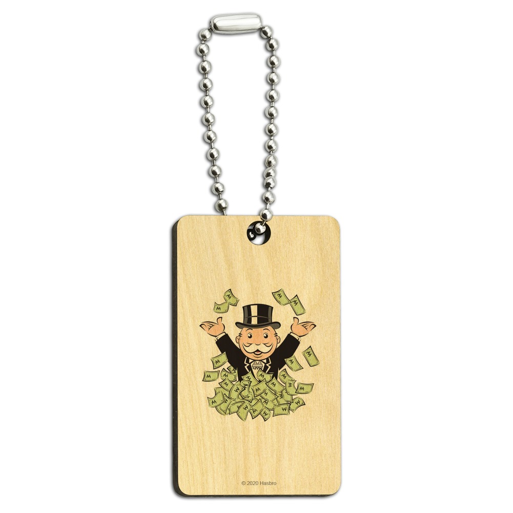 Monopoly Man Money Wood Wooden Rectangle Keychain Key Ring - Walmart.com
