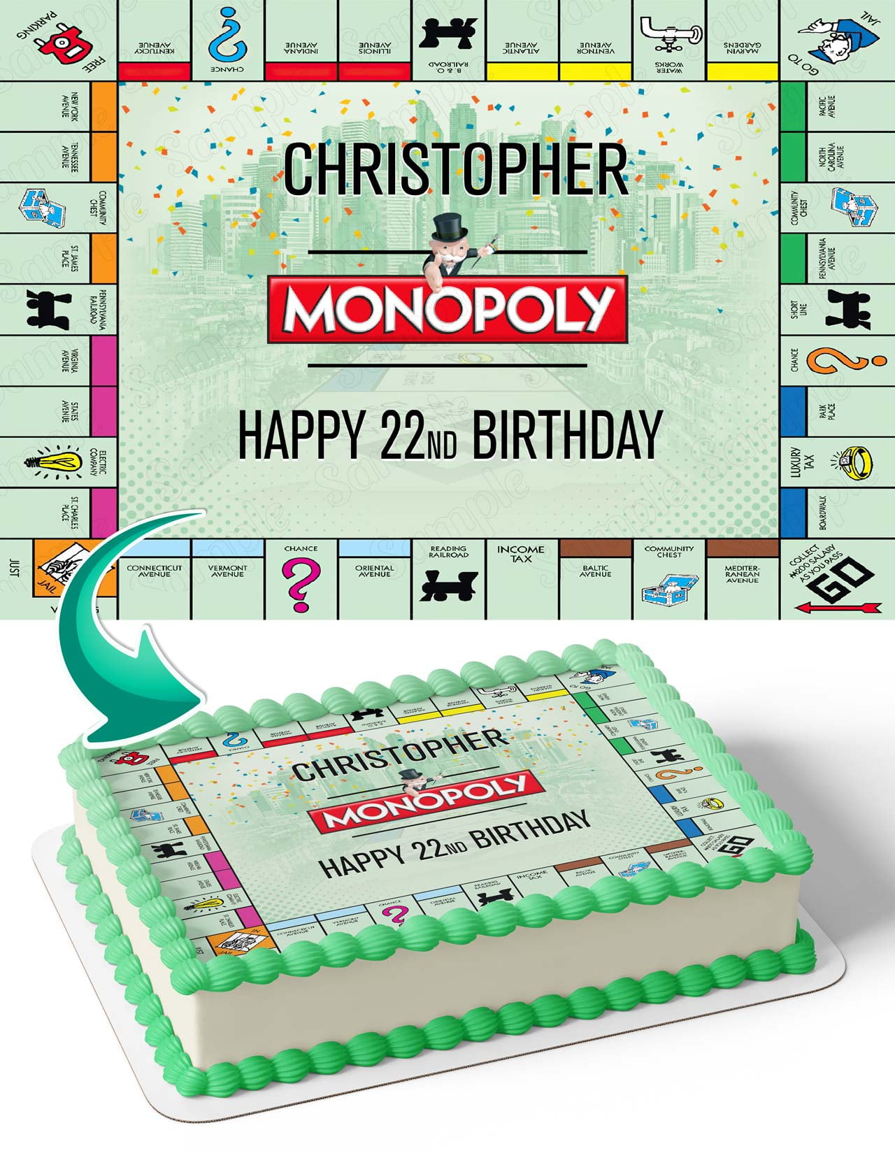Monopoly Money City Casino Edible Image Cake Topper Birthday Sheet Banner 1/4 Sheet - Walmart.com