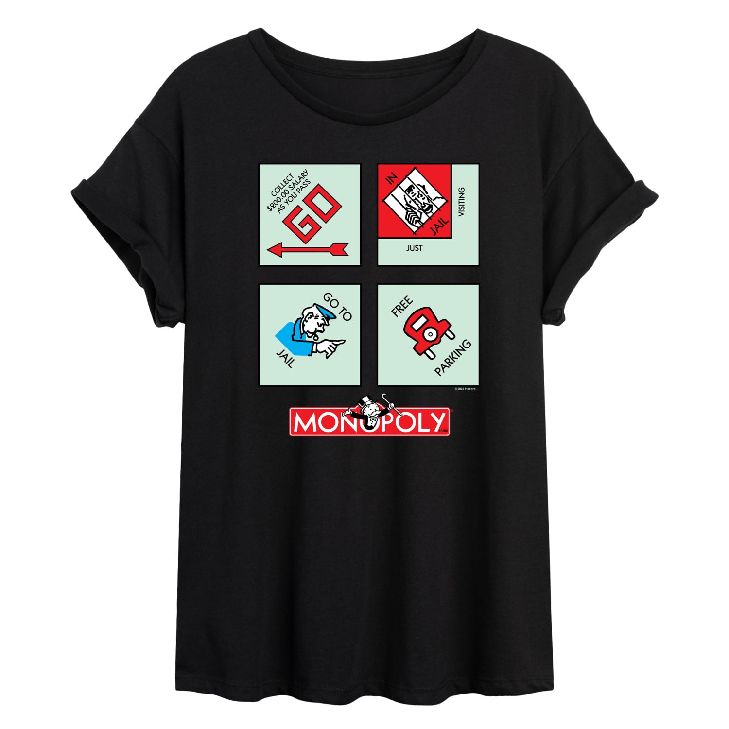 Monopoly - Monopoly Corner Squares - Women's Oversized Graphic T-Shirt ...