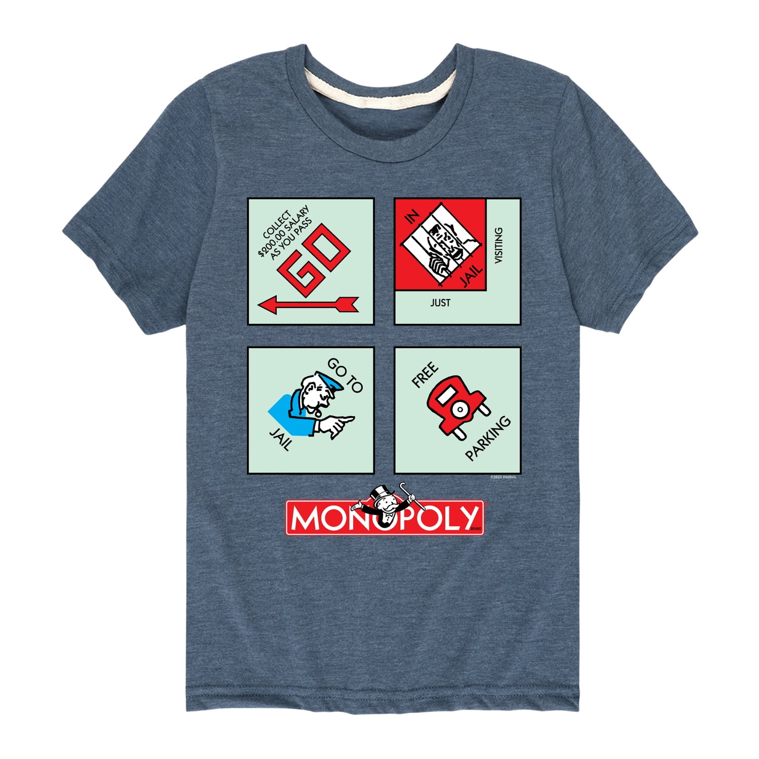 Monopoly - Monopoly Corner Squares - Youth Short Sleeve Graphic T-Shirt ...