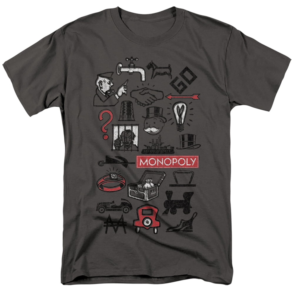 Monopoly Monopoly Icons Unisex Adult T Shirt, Charcoal, Large - Walmart.com