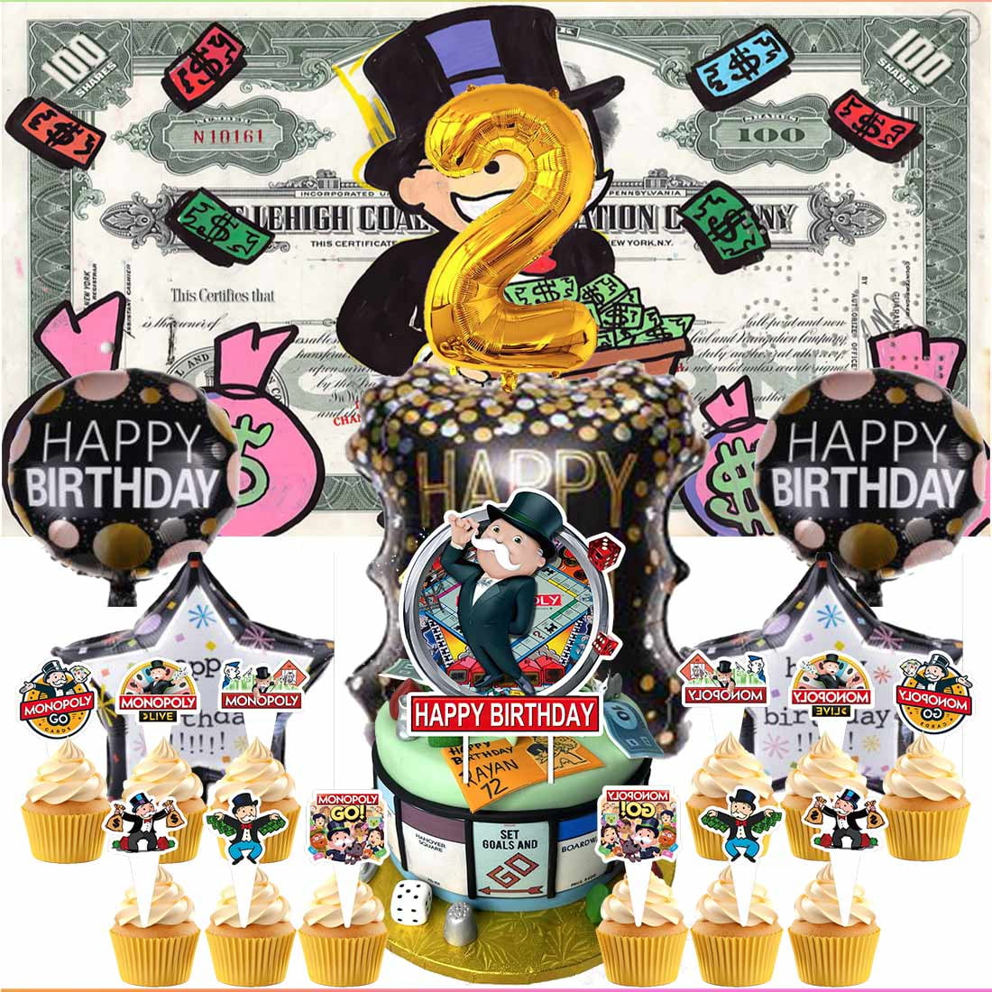 Monopoly Party Supplies Decor 2nd Kit Balloons Birthday Cake Topper ...