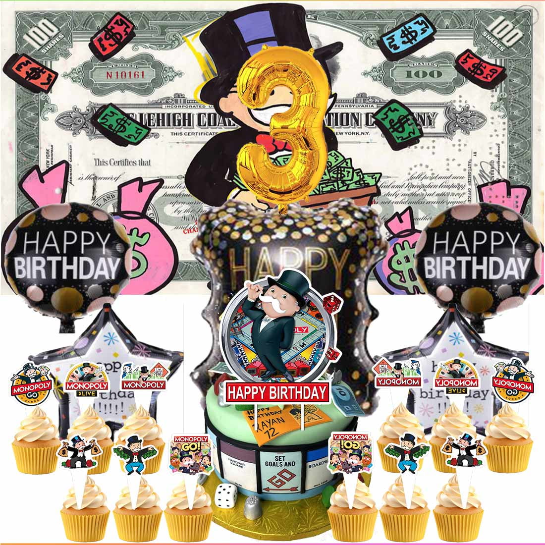 Monopoly Party Supplies Decor 3rd Kit Balloons Birthday Cake Topper ...