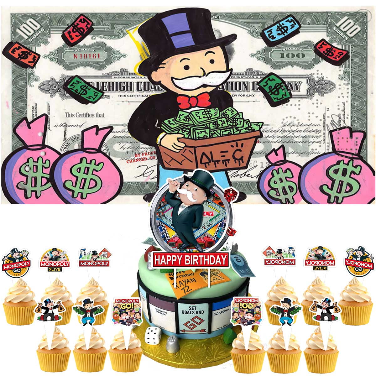 Monopoly Party Supplies Latex Balloons Decor Banner Backdrop Kit ...