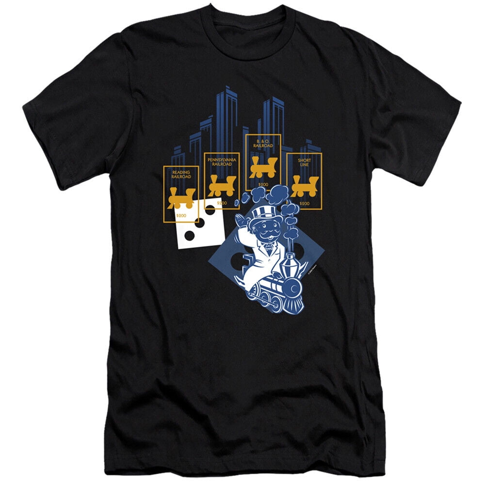 Monopoly Premium Canvas T-Shirt Railroads Black Tee - Walmart.com