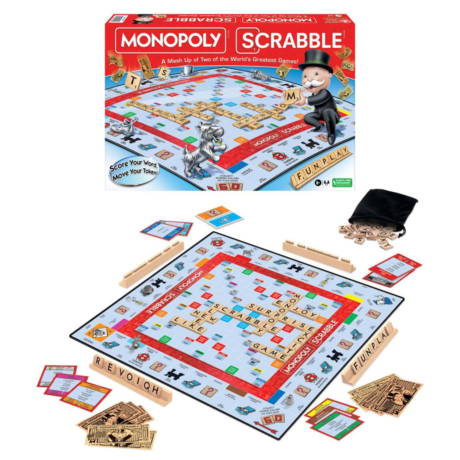 Winning Moves Games, Monopoly Scrabble Game, Ages 8+, 2-4 Players ...