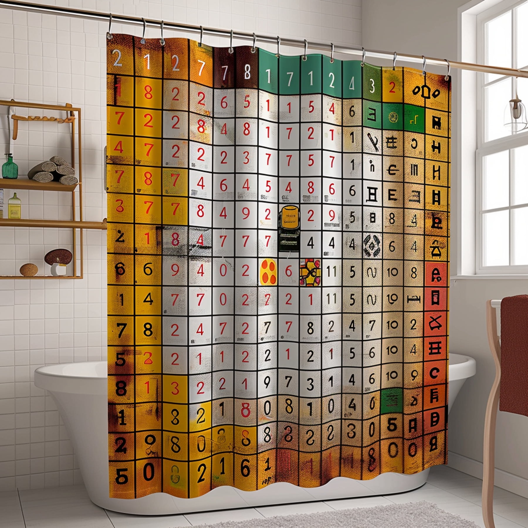 Monopoly Style Grid Shading Numbers Illustration Shower Curtain Fun and ...