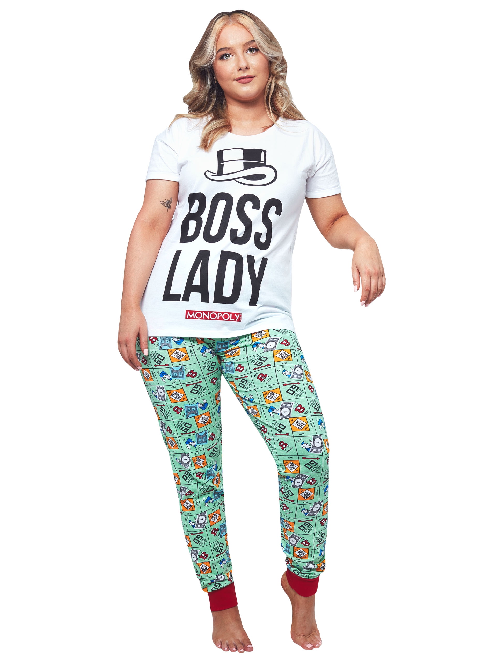 Monopoly Boss Lady Adult Pajama Set with PJ Bottoms, White, Sizes S-XXL ...
