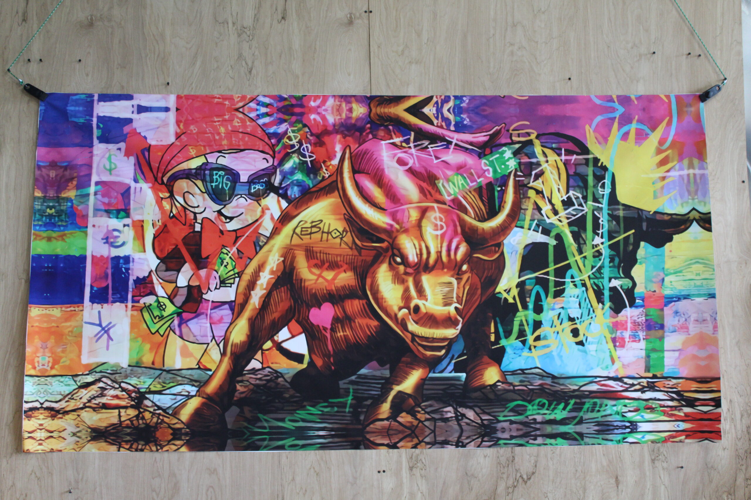 Monopoly and Wall Street Financial Bull Pop Art Unstretched Canvas, 84 ...