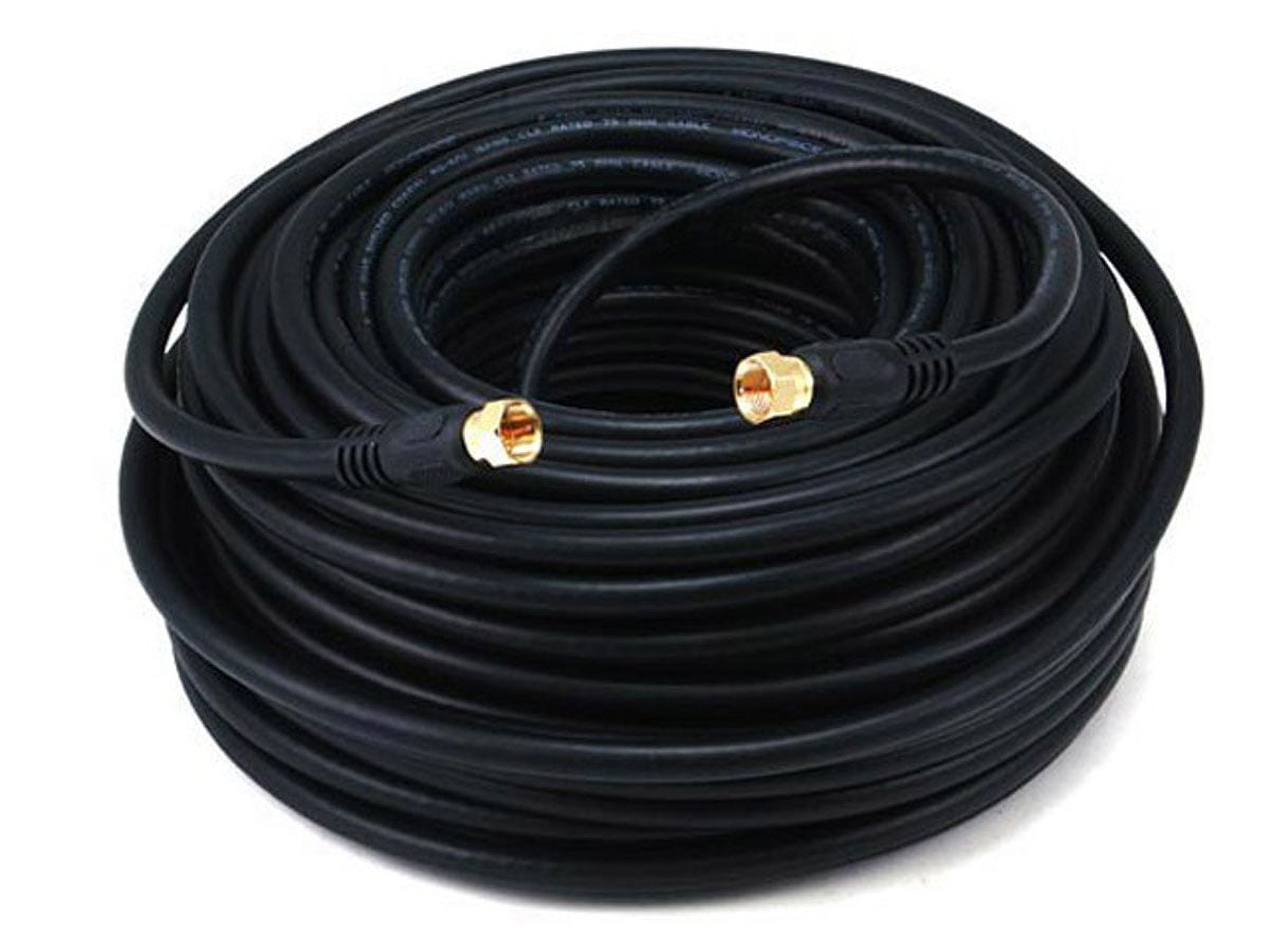 Monoprice 100' CL2 Quad Shielded RG6 F Type 18AWG Coaxial Cable Black ...