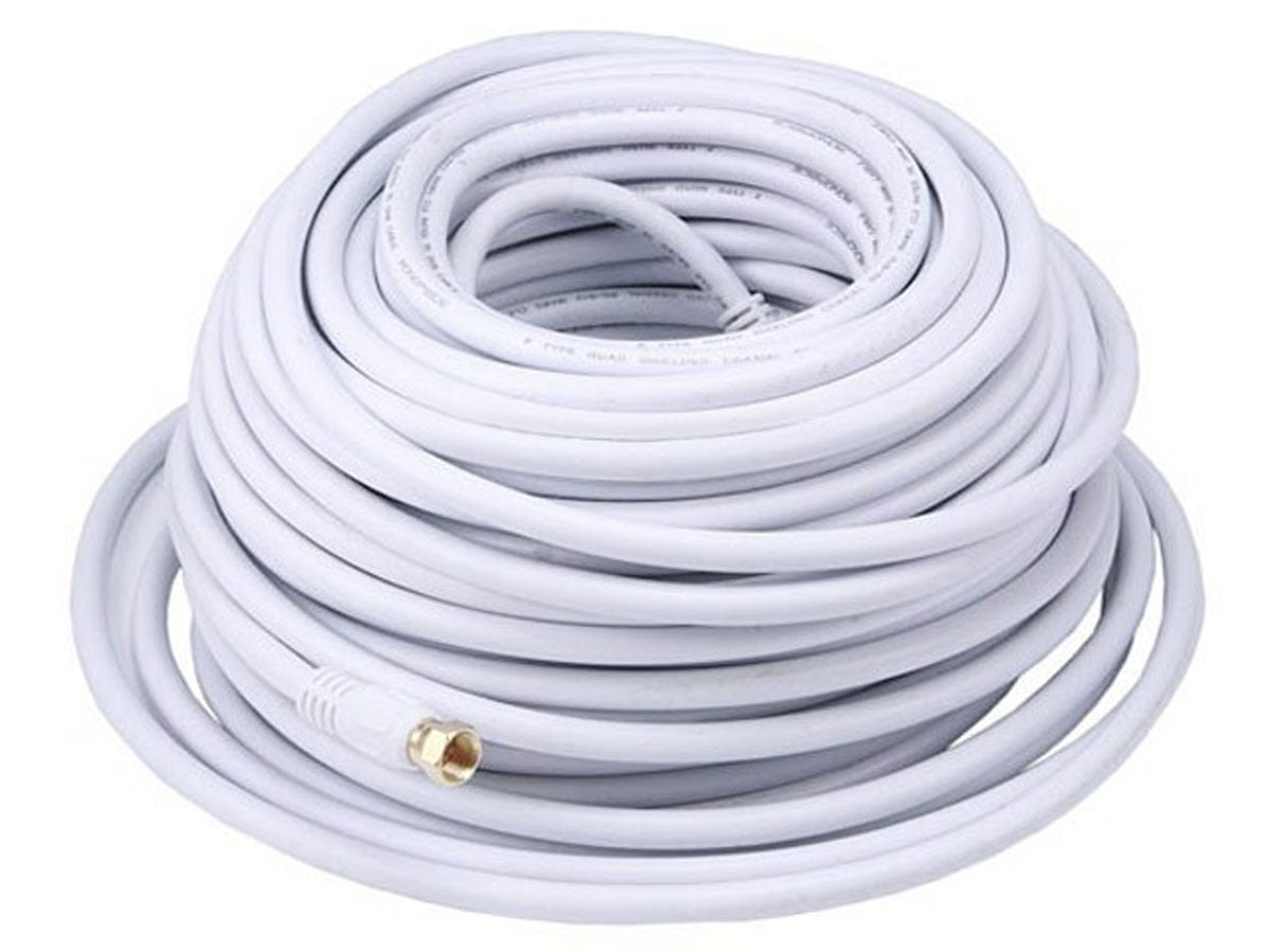 Monoprice 100' CL2 Quad Shielded RG6 F Type 18AWG Coaxial Cable White ...