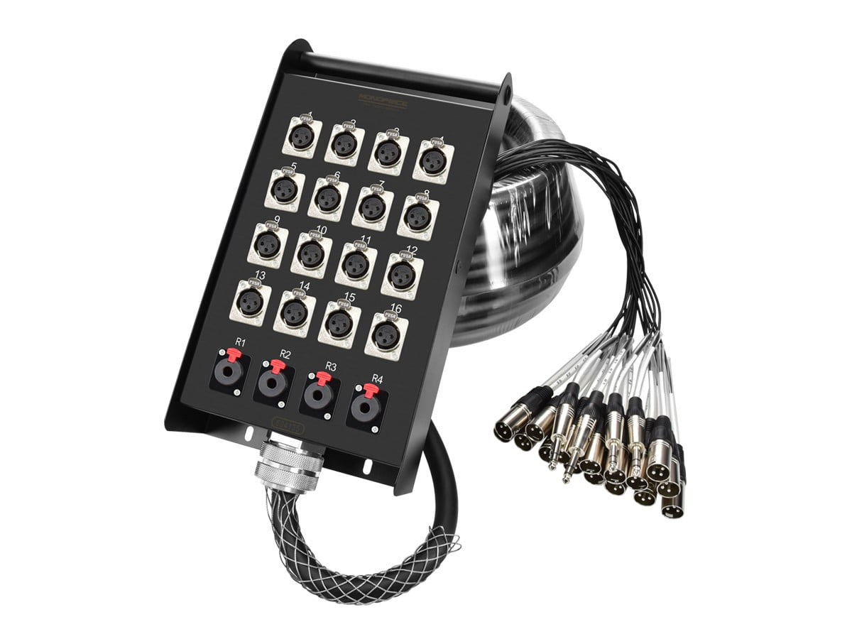 Monoprice 20-Channel Snake & 16 XLR x 4 TRS Stage Box - 100 feet With ...