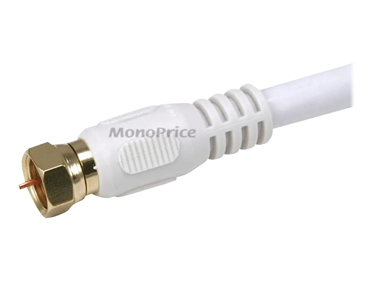 Monoprice 25' CL2 Quad Shielded RG6 F Type 18AWG Coaxial Cable White ...