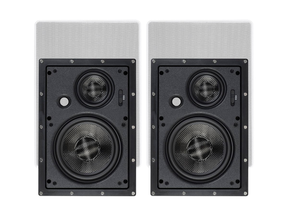 Monoprice 3-Way Carbon Fiber In-Wall Speakers, 6.5 Inch Pair, Magnetic ...