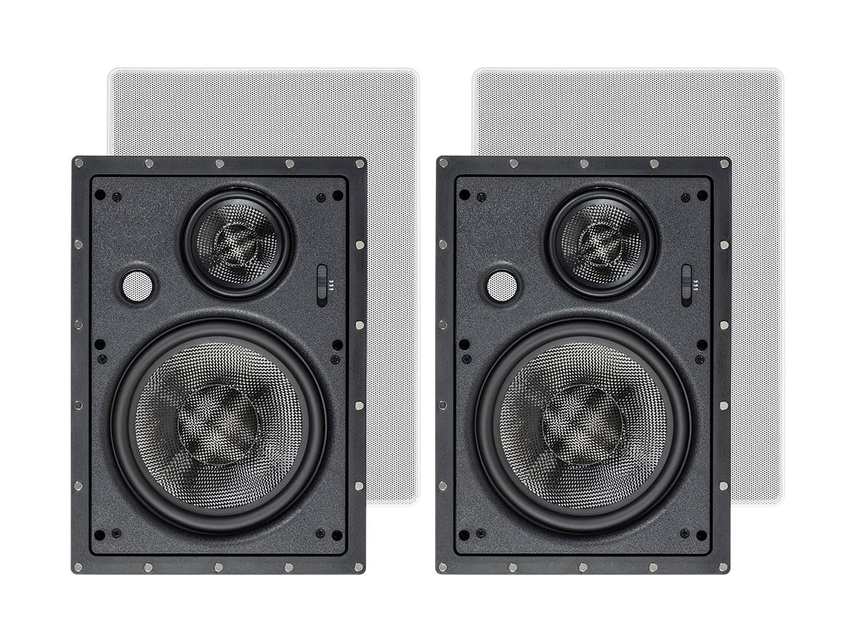 Monoprice 3-Way Carbon Fiber In Wall Speakers - 8 Inch (Pair) With ...