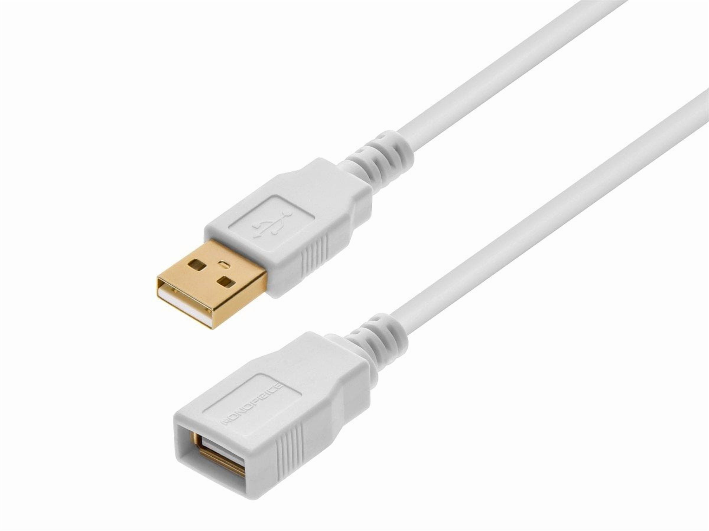 Monoprice USB-A to USB-A Female 2.0 Extension Cable - 28/24AWG Gold ...