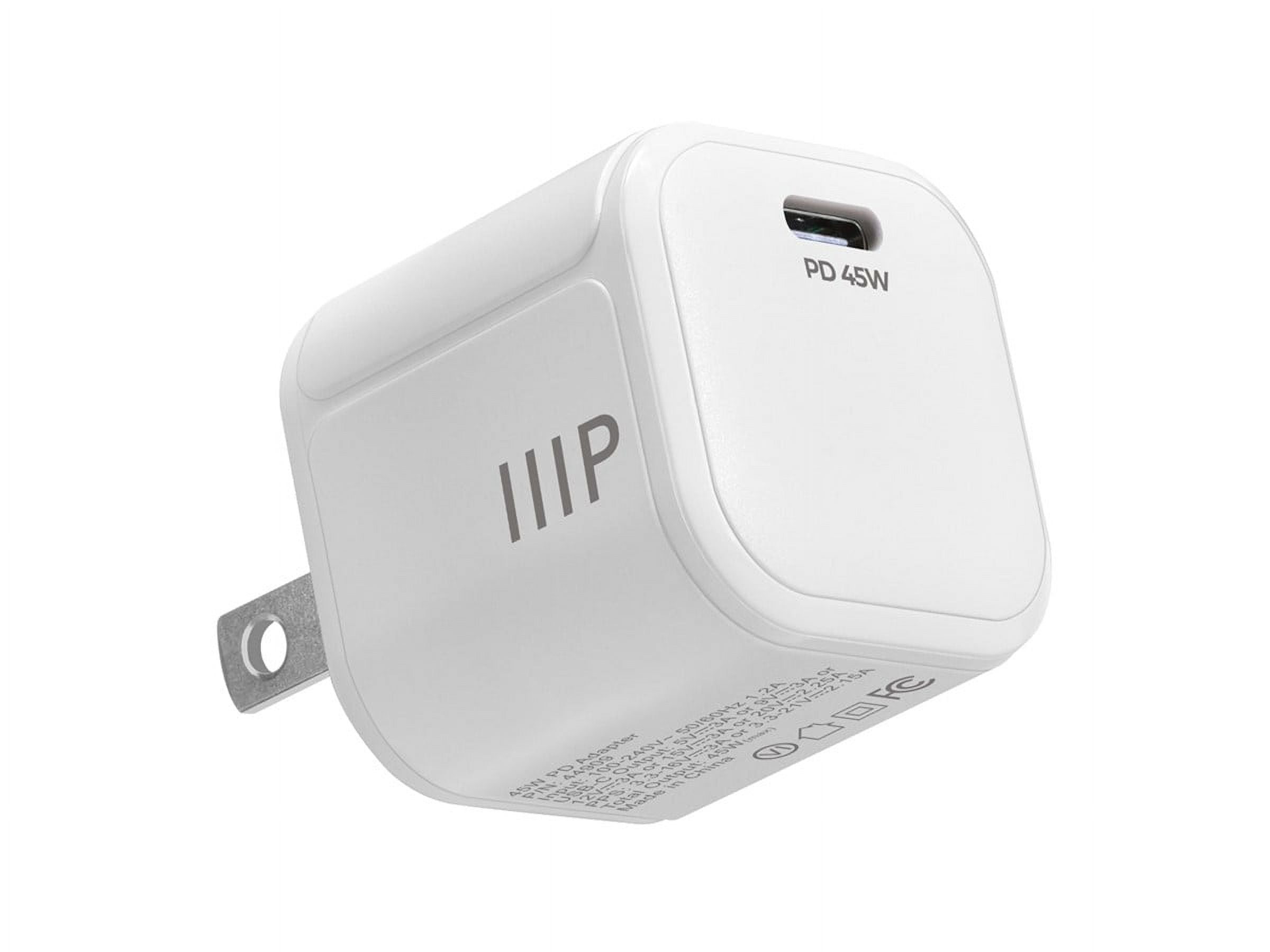 Monoprice 45W USB‑C Mini Cubic GaN Charger, PD 3.0, 100V ~ 240V, 50 / ...