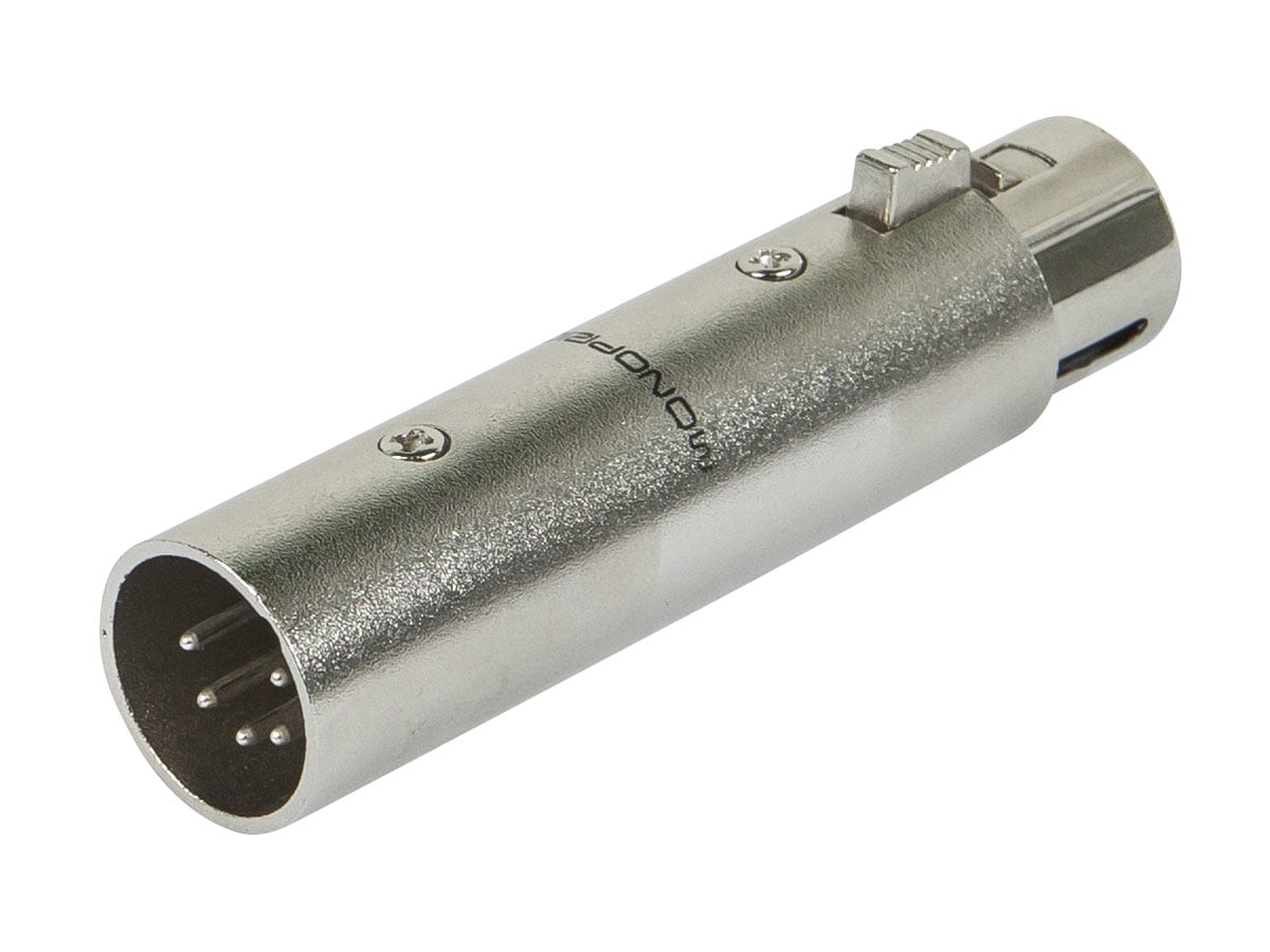 Monoprice 5-Pin Male to 3-Pin Female DMX Converter - Silver | Anodized ...