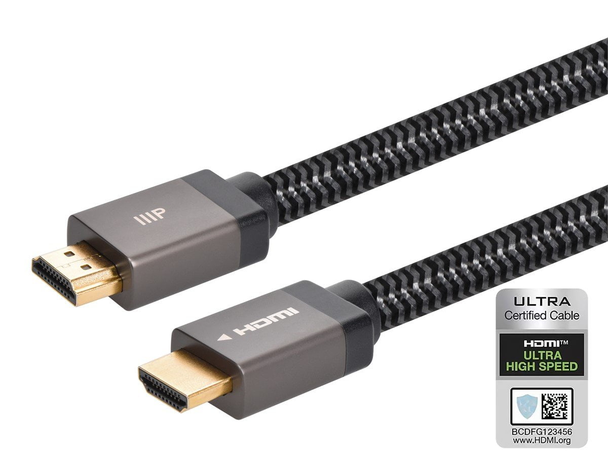 Monoprice 8K Braided HDMI 2.1 Cable - 10 Feet - Black | Ultra High Speed, 48Gbps, Compatible ...