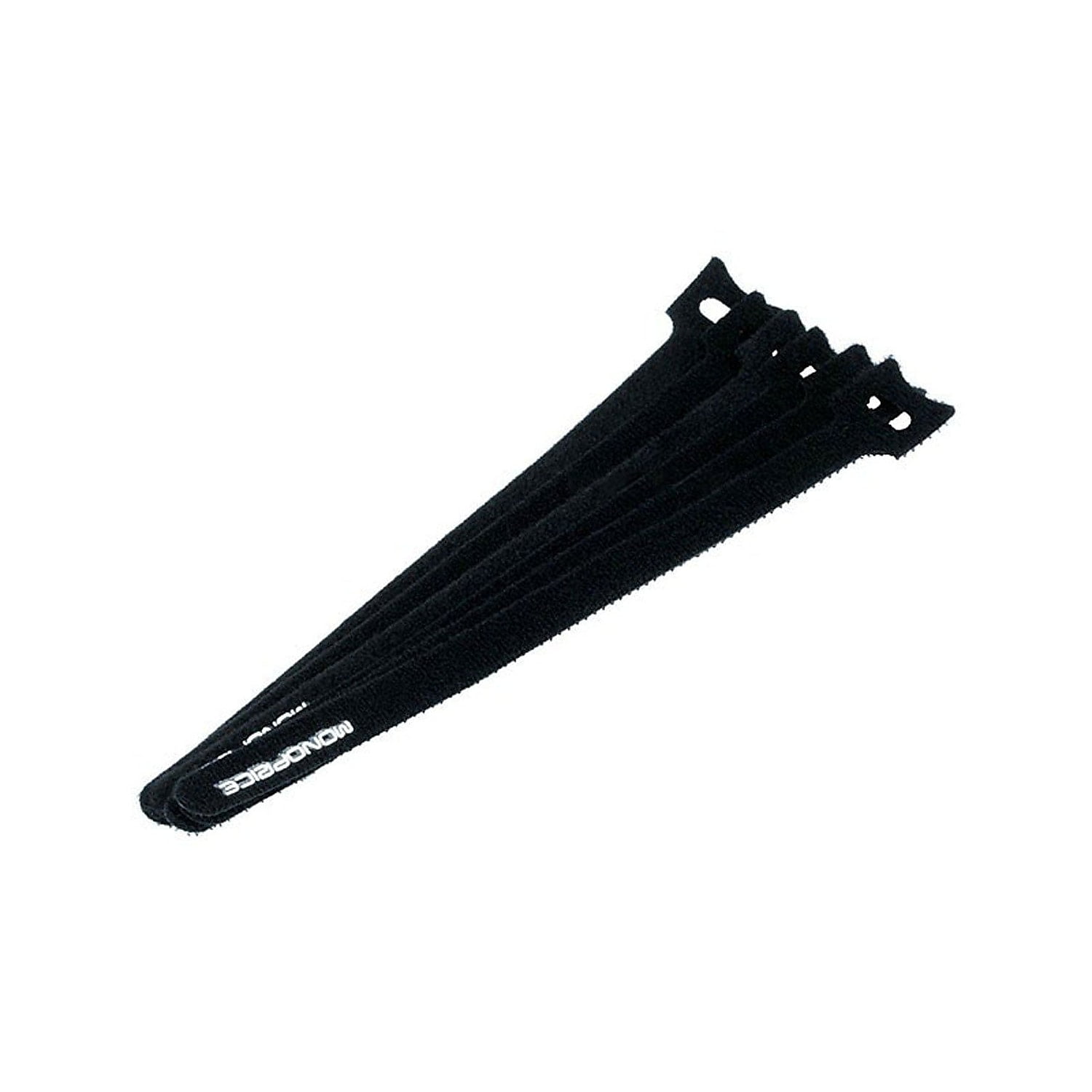 Monoprice 9" Hook & Loop Fastening Cable Tie Black 50/Pack 106464 ...