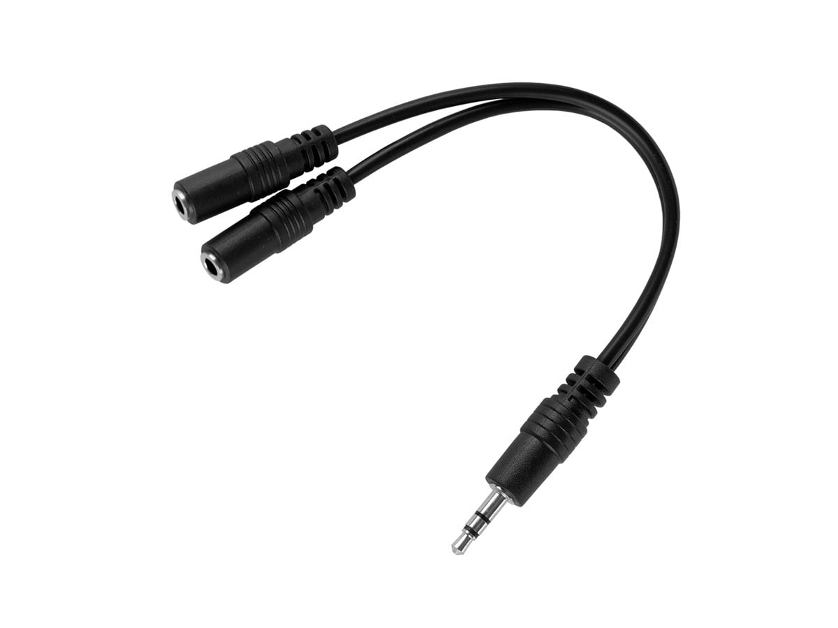 Monoprice 3.5mm Stereo Plug/Two Jack Splitter Cable - 0.5 Feet - Black ...