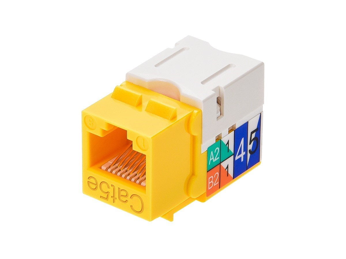 Monoprice Cat5E Punch Down Keystone Jack - Yellow | 110 Type IDC, 90 ...