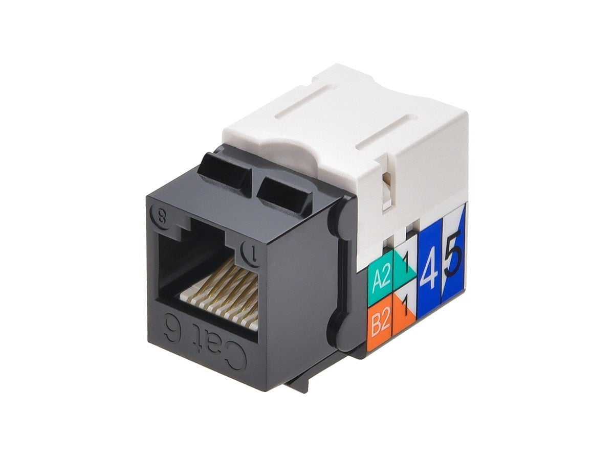 Monoprice Cat6 Punch Down Keystone Jack - Black, High Speed, Easy To ...