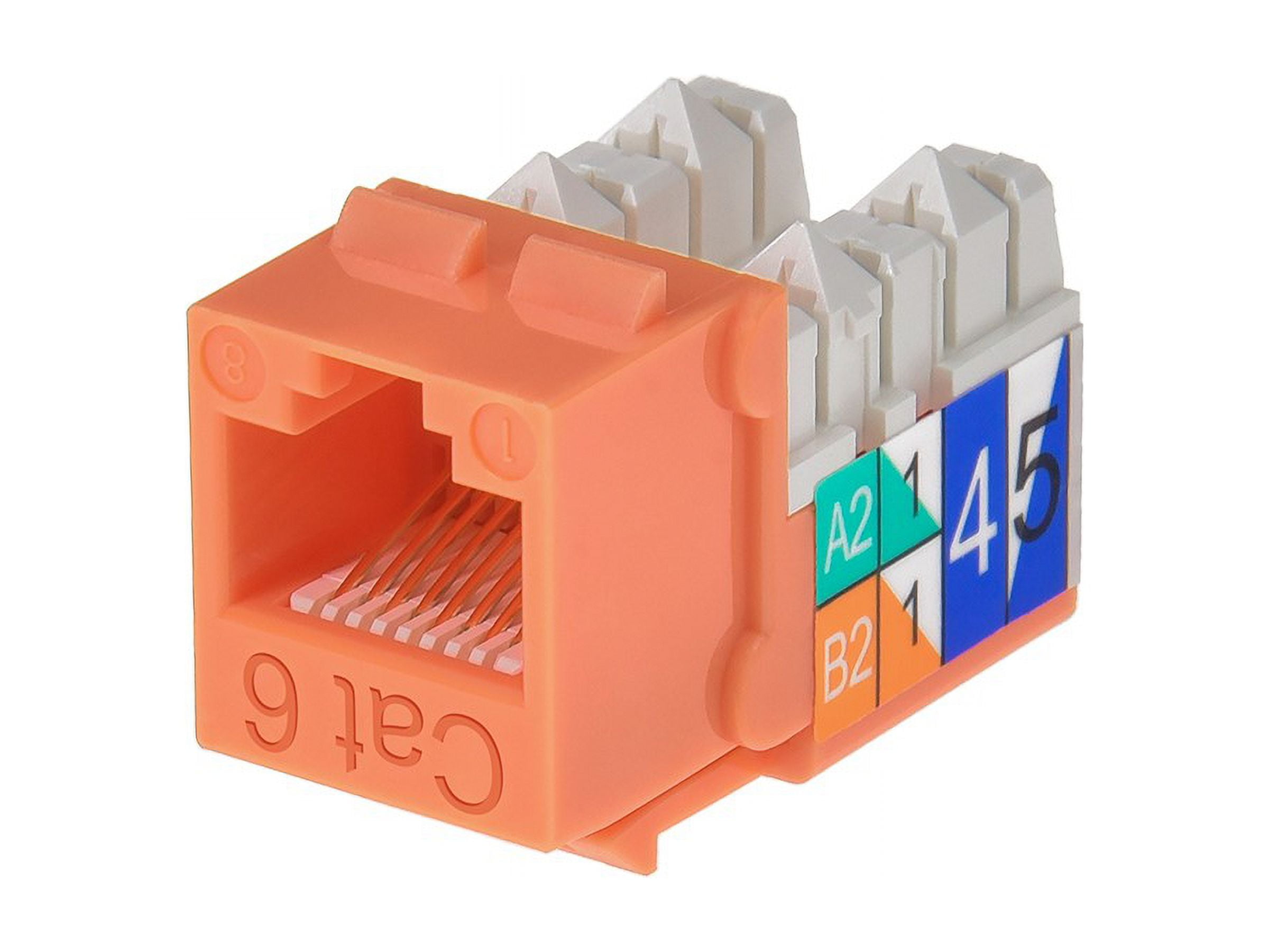 Monoprice Cat6 Punch Down Keystone Jack for 22-24AWG Solid Wire, Orange ...