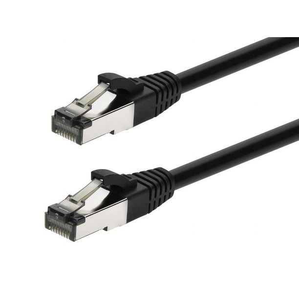 Monoprice Cat8 Patch Cable - 0.5 Feet - Black | Double Shielded (S/FTP ...