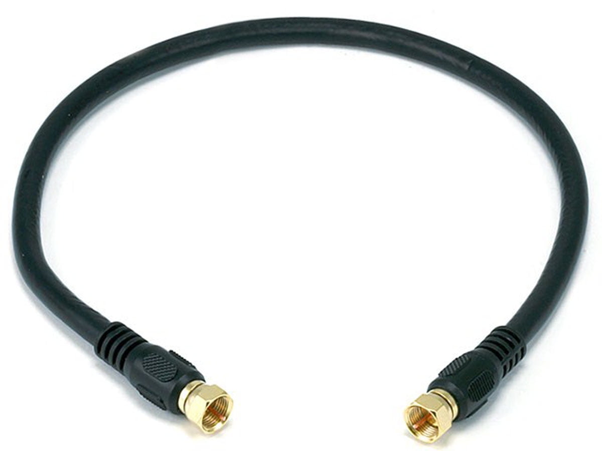 Monoprice Coaxial Cable - 1.5 Feet - Black | 18AWG, 75Ohm, RG6 Quad ...