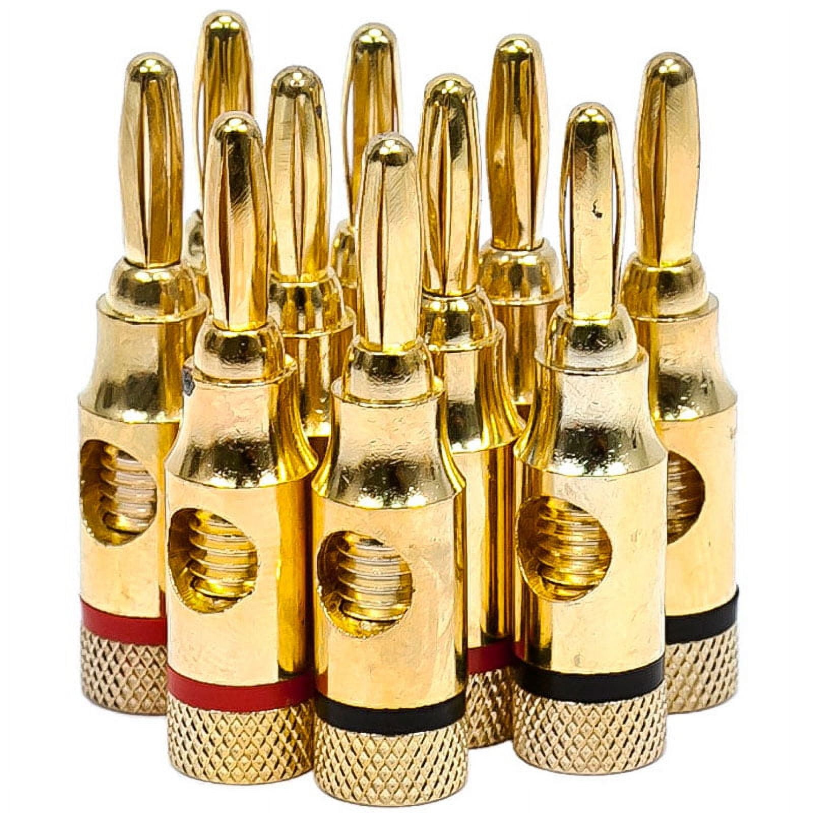 Monoprice High-Quality Brass Speaker Banana Plugs, 5-Pair, Open Screw ...