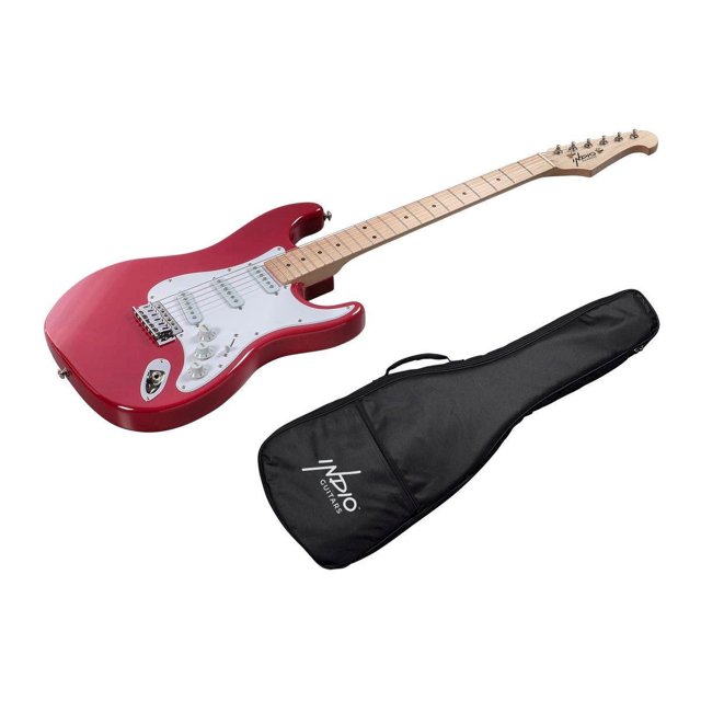 Monoprice Indio Cali Classic Electric Guitar - Wine Red, With Gig Bag ...