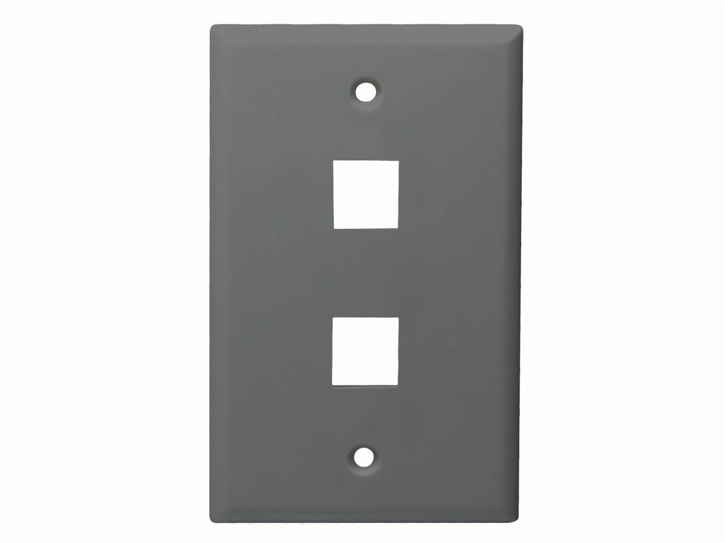 Monoprice Mid-Size Keystone Plate 2 Port, Gray, UL - Walmart.com