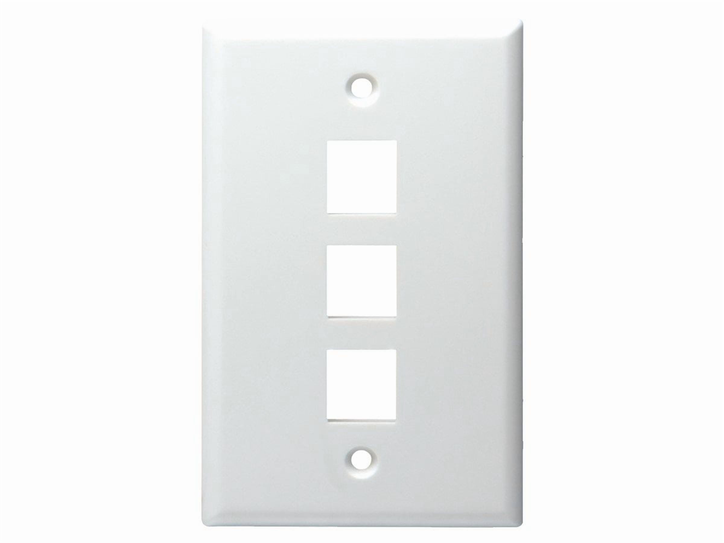 Monoprice Mid-Size Keystone Plate 3 Port, Ultra White, UL - Walmart.com