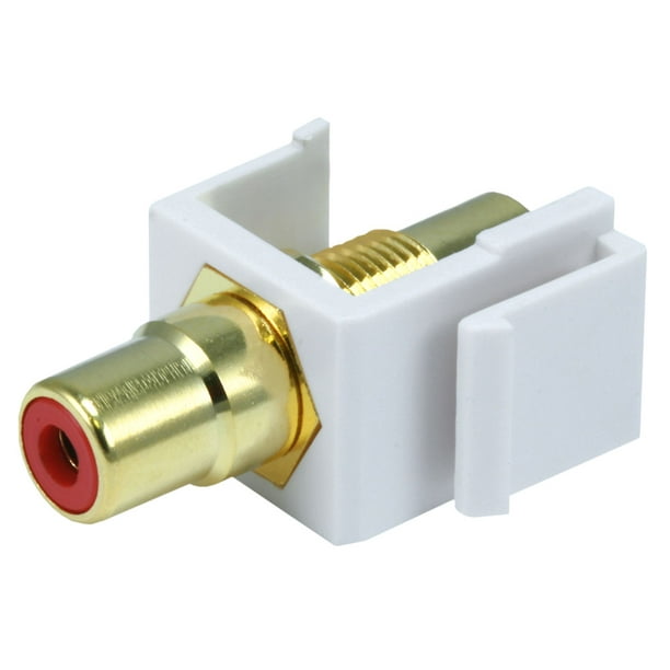 Monoprice Modular RCA Coupler Keystone Jack - White With Red Center ...