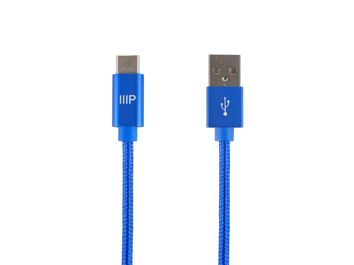Monoprice Nylon Braided USB C to USB A 2.0 Cable - 6 Feet - Blue | Type ...