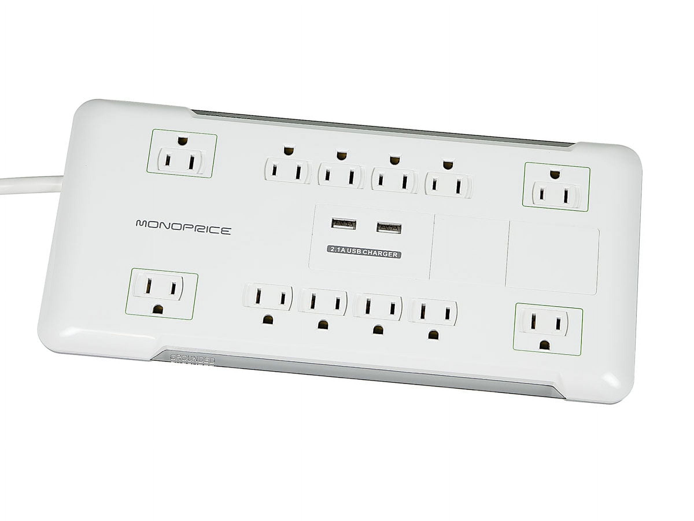 Monoprice Power & Surge - 12 Outlet Surge Protector Power Strip with 2 ...