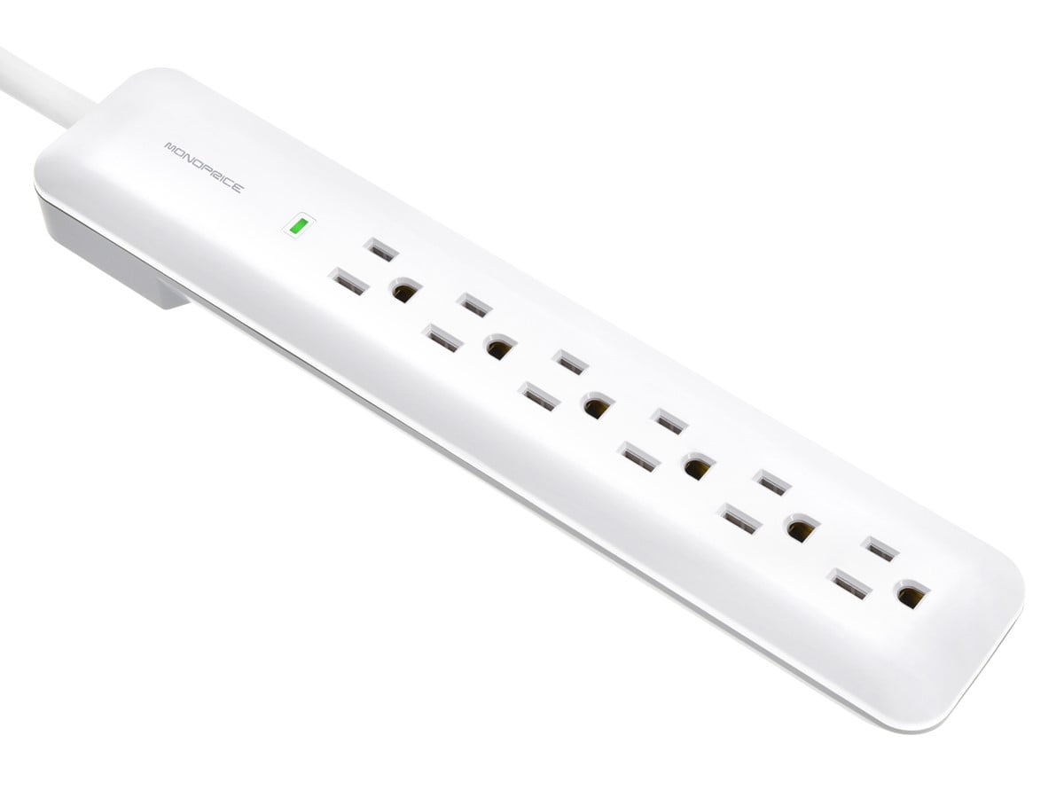 Monoprice Power & Surge - 6 Outlet Slim Surge Protector Power Strip - 3 ...