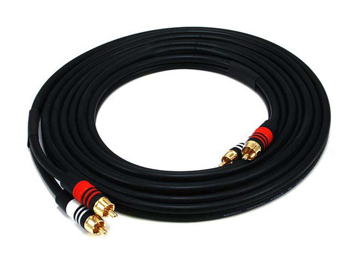 Monoprice Premium Two-Channel Audio Cable - 12 Feet - Black | 2 RCA ...