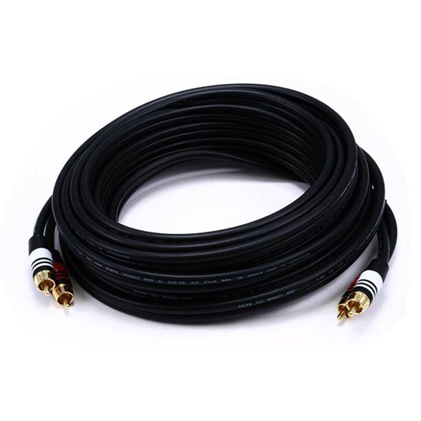 Monoprice Premium Two-Channel Audio Cable - 25 Feet - Black | 2 RCA ...